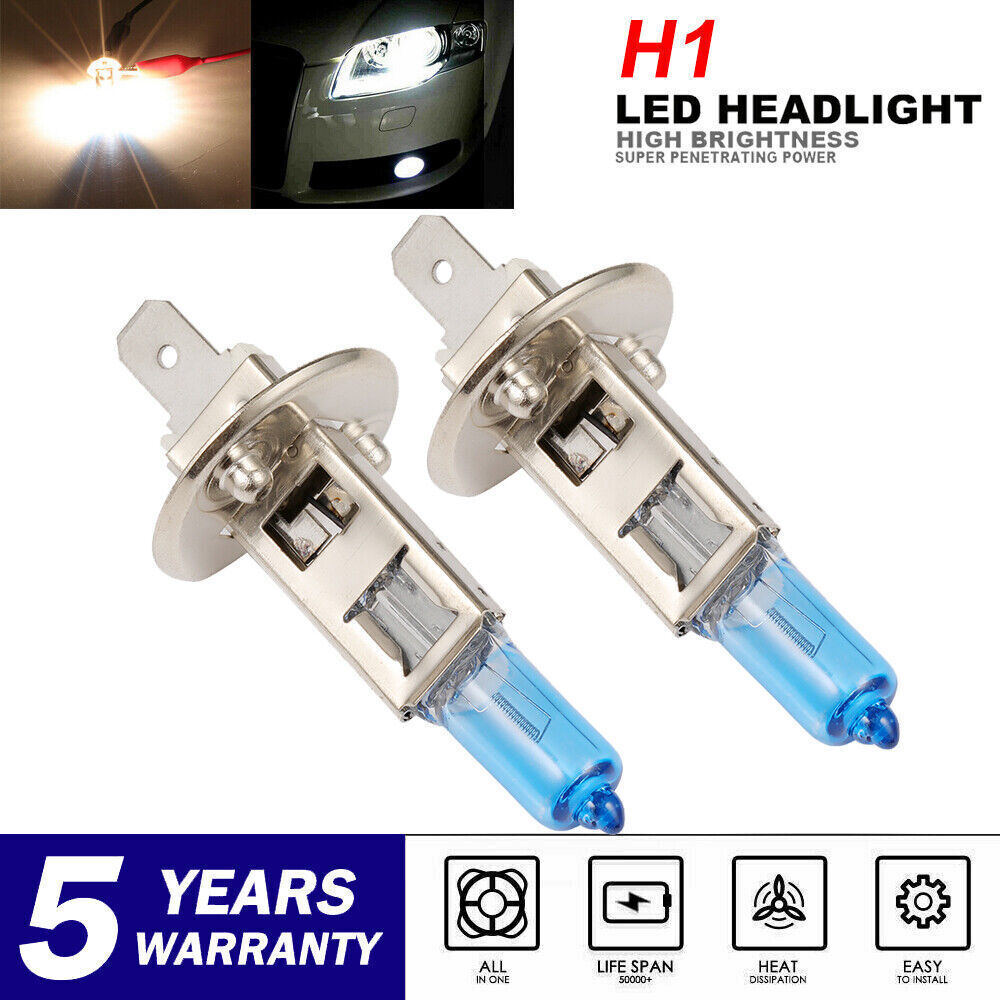 2* H1 Xenon Super White HID High Low Beam Headlight Fog Light Bulbs 55W ...