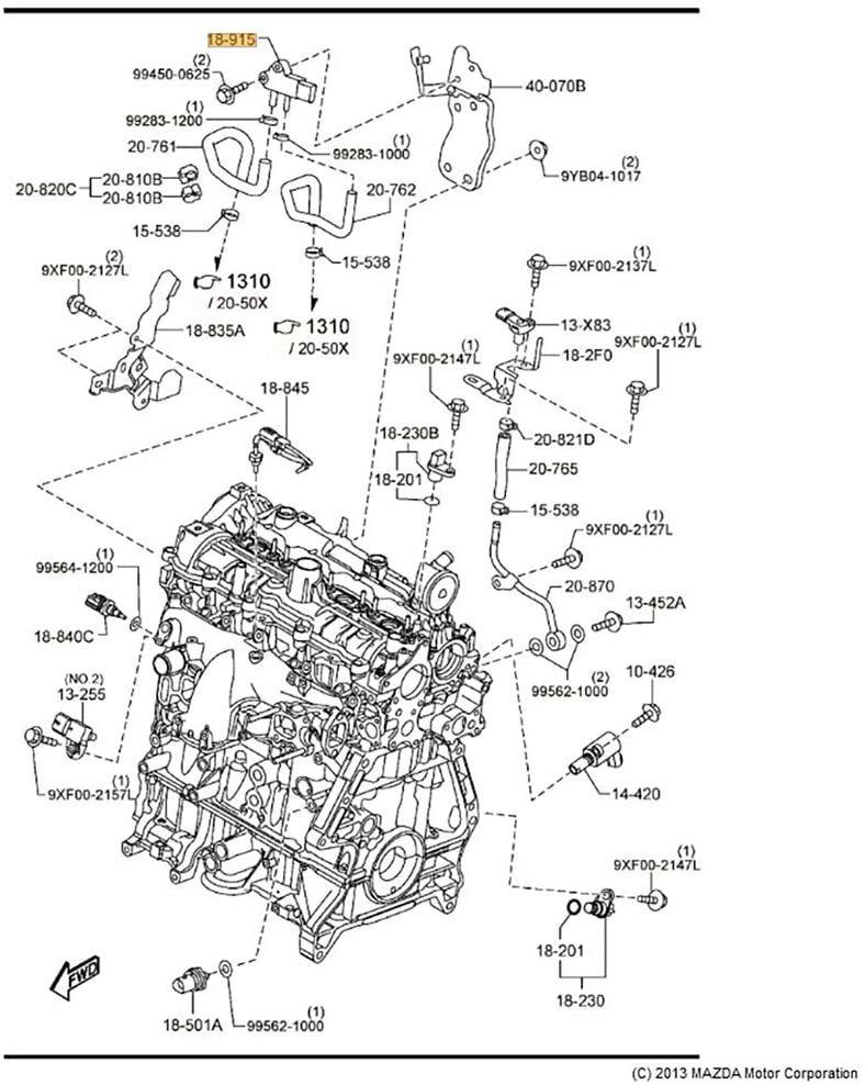 Mazda Genuine DPF Exhaust Gas Pressure Sensor No.2 SH01-18-2B2 SkyActiv ...