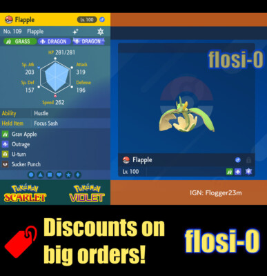 6IV Shiny Flapple Pokemon Scarlet and Violet | eBay