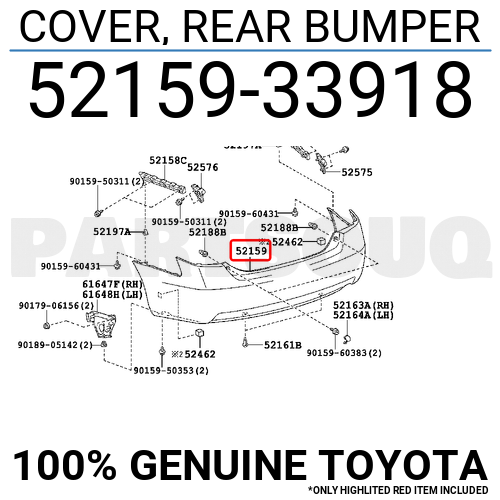 5215933918 Genuine Toyota COVER, RR BUMPER 52159-33918 | eBay