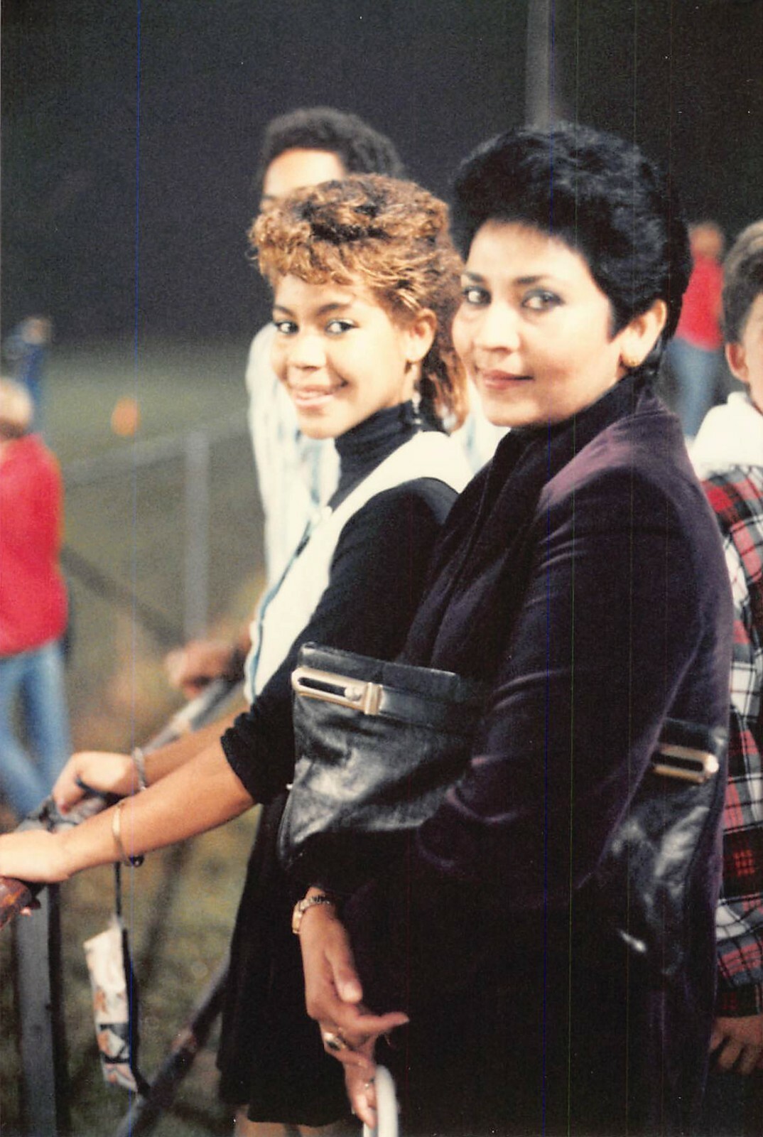 Vtg 80s Color Photo 1980s Indian American Black Women Man Stadium ...