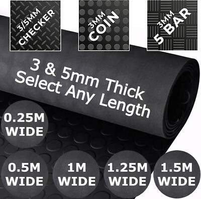 Rubber Flooring Matting Heavy Duty Mat Garage Coin Penny 0.25M 0.5M 1M ...