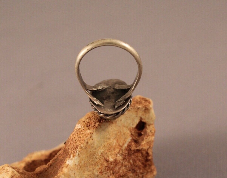 Vintage Navajo Sterling Silver And Jade Or Chrysocolla Ring 8 3/4 | eBay