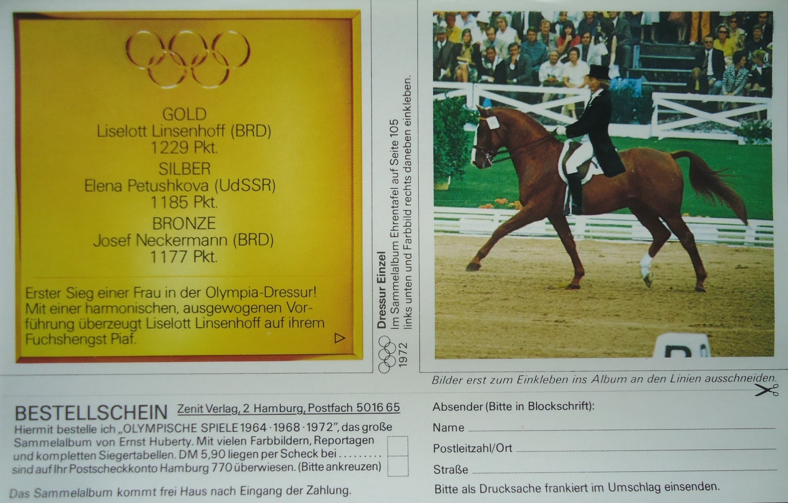 Bild 105 Huberty Olympia 1972 Dressur Einzel Liselott Linsenhoff BRD ...