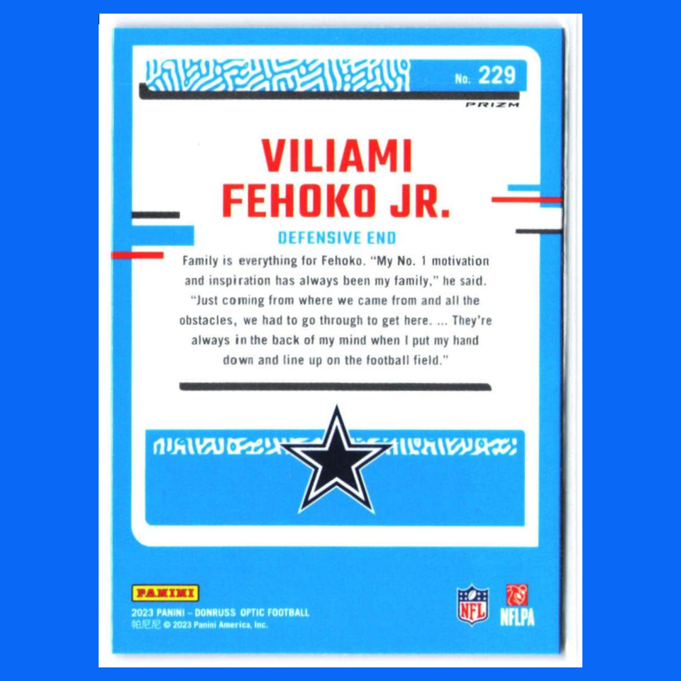 Viliami Fehoko Jr. Rookie #229 2023 Donruss Optic Holo Rated Rookie Cowboys Card | eBay