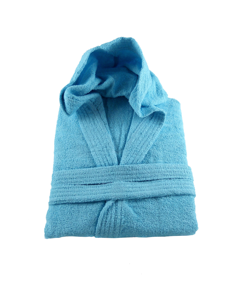 Terry Towelling Hooded Bath robe Dressing Gown Turkish Cotton with Hood ...
