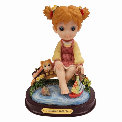 Montefiori Collection Figurine GIRL Playing In Water With Boat And Cat ...