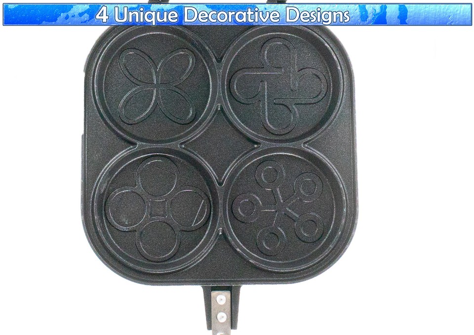 Perfect Bake Serve Double Sided Pancake Maker Pan 4 Decorative Design ...