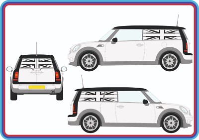 UNION JACK SIDE WINDOWS DECALS INCLUDING REAR DOOR WINDOWS fits MINI ...