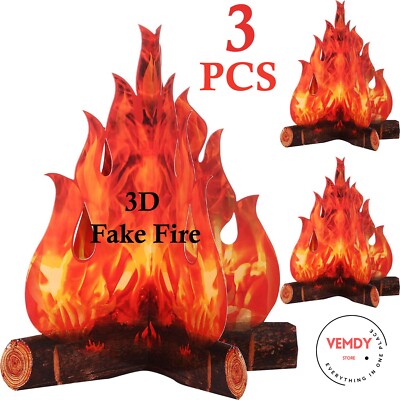 3Pcs Artificial Fire Fake Flame 3D Fire Campfire Centerpiece Flame ...