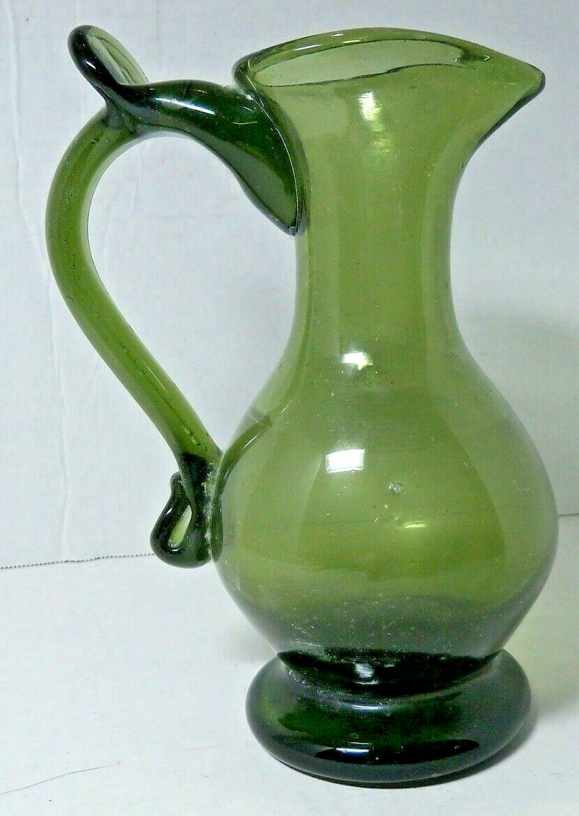 VINTAGE OLIVE GREEN BLENKO PITCHER LARGE HANDLE MINT CONDITION | eBay