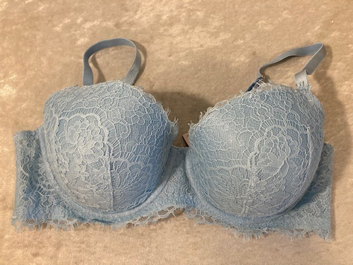 Victoria's Secret Womens Bra Size 38C Light Blue Lace Underwire Padded ...