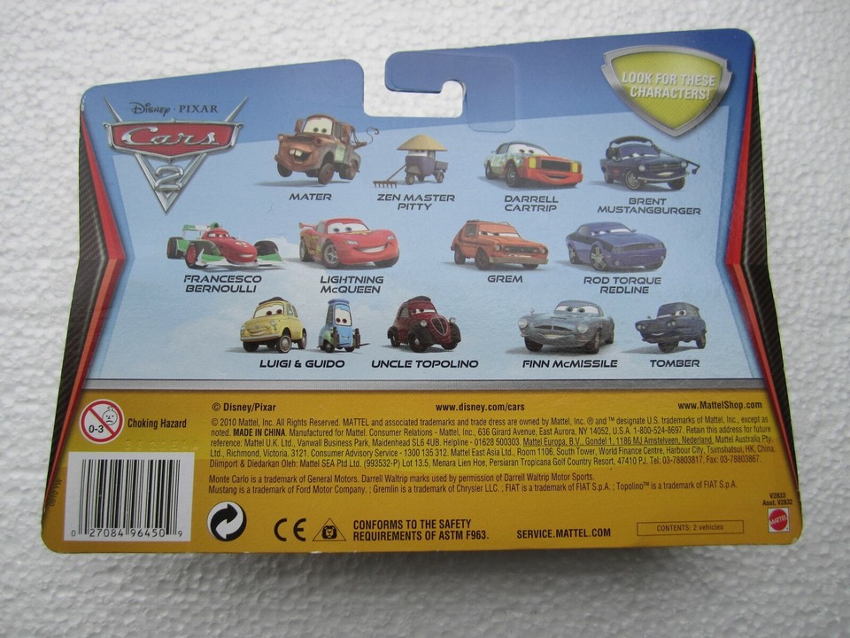 🎄 DISNEY PIXAR CARS 2 RACE TEAM MATER & ZEN MASTER PITTY 2 PACK NEW | eBay