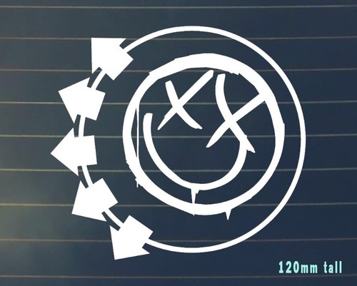 blink 182 Band style WHITE Sticker car laptop window 110mm wide pop ...