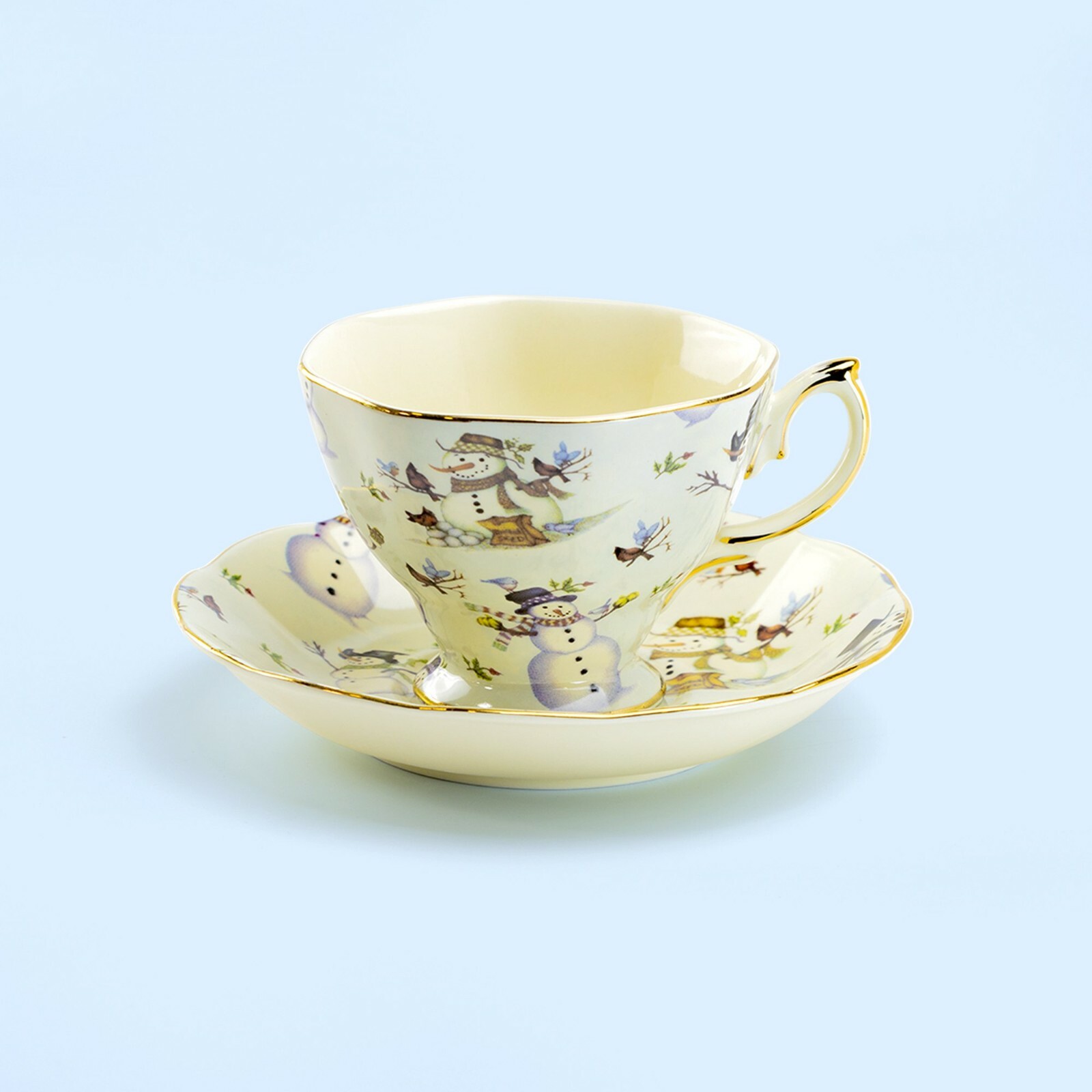 Grace Teaware Christmas Holiday Snowman Fine Porcelain Tea Cup and ...