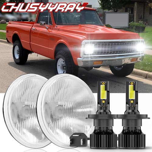 For Chevrolet C10 C20 Pickup K10 K20 Pair 7" inch LED Headlights HI/LO ...