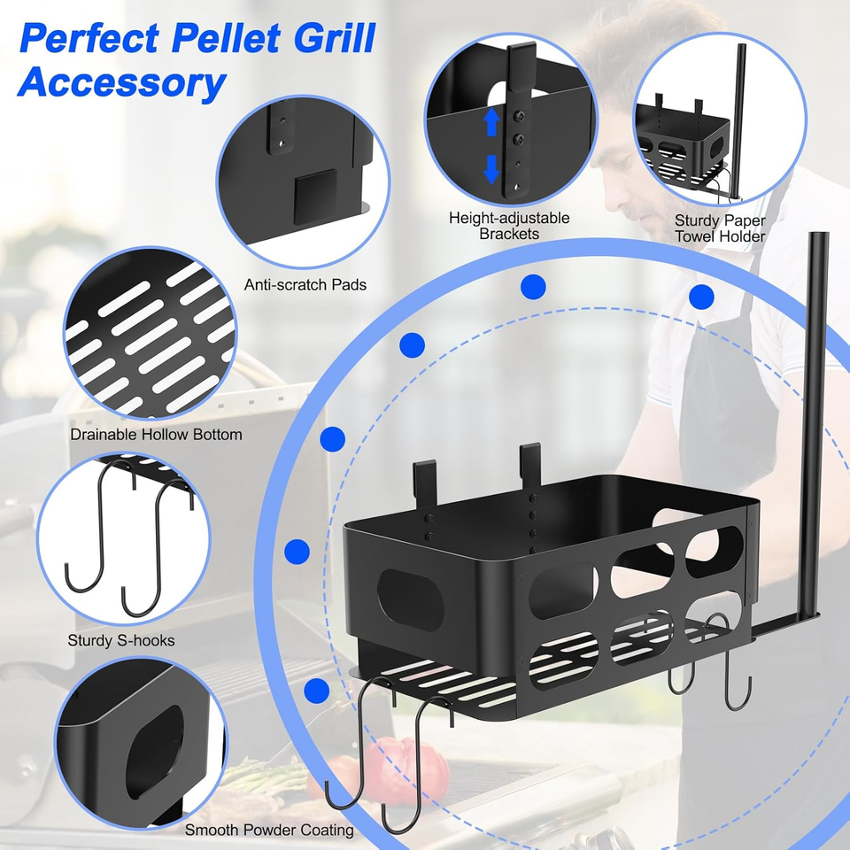 Storage Bin for Traeger Smoker Grill Caddy with Paper Towel Holder and ...