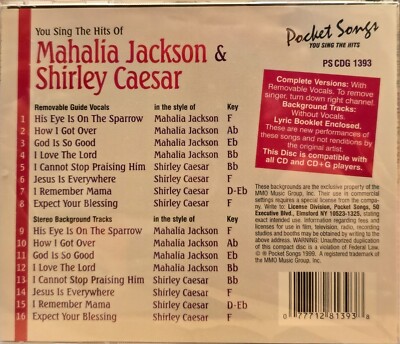 1393 MAHAILIA JACKSON SHIRLEY CAESAR POCKET SONGS KARAOKE CDG LOT MI | eBay