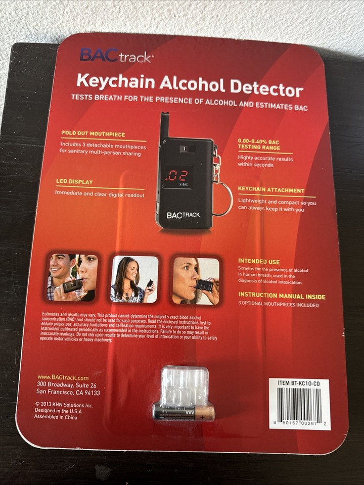 BACtrack Keychain Alcohol Detector Breathalyzer. 0.00-0.40%. NEW SEALED ...