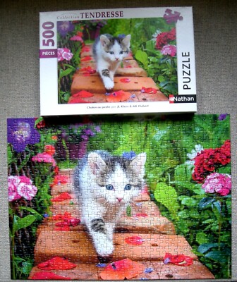 puzzle Nathan 500 pièces "CHATON au JARDIN" état neuf | eBay