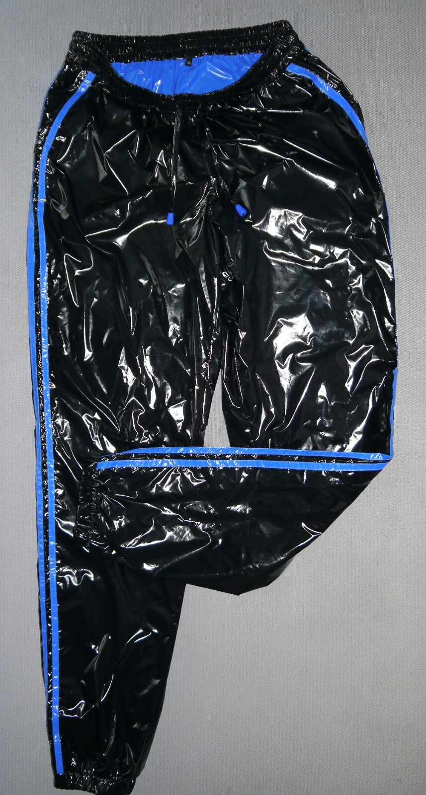 Glanznylon PVC Lack Hose JG PS Regenhose Jogging schwarz/blau XS-5XL ...