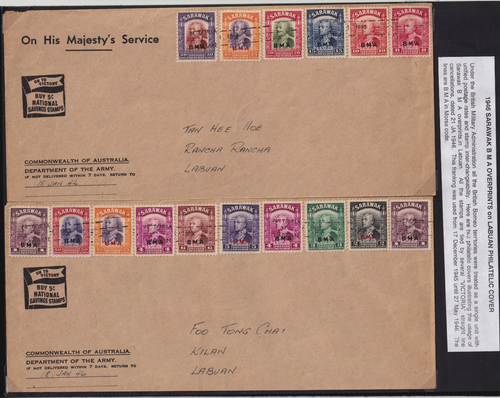 Sarawak BMA Covers 1946 Victoria Labuan Cancels, OHMS Envelopes | eBay
