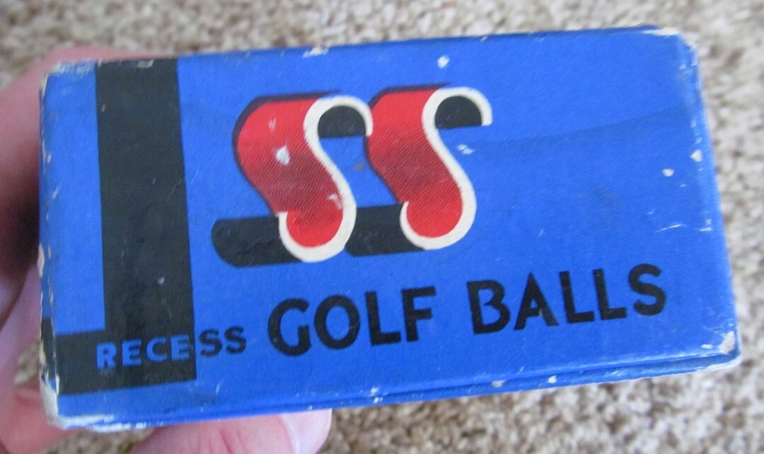 EMPTY COLORFUL VINTAGE GOLF BALL BOX FOR 6 NORTH BRITISH SS RECESSED ...