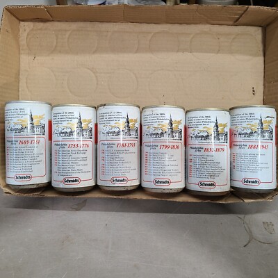 Schmidts 6 beer cans celebrating Philadelphia Americas first capital ...
