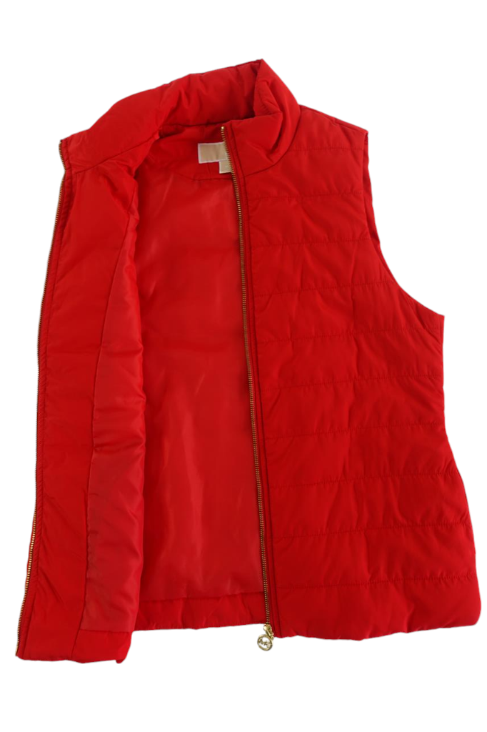 Michael Kors NEW Quilted Red Vest Womens Medium Sleeveless Puffer ...