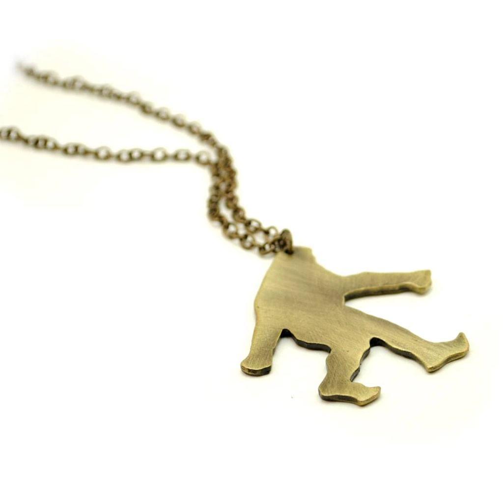 BIGFOOT CHARM NECKLACE 2" Walking Sasquatch Pendant Antique Bronze ...