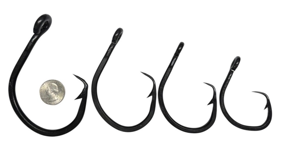 Black Commercial Forged Straight Circle Hooks Catch All Tackle | eBay