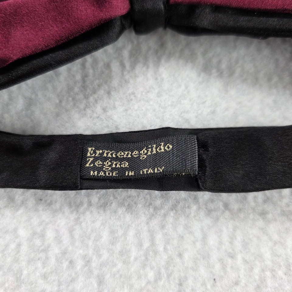 Ermenegildo Zegna 100% Silk Cummerbund & BowTie Set Black Burgundy ...