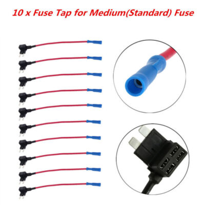 10x Medium Middle Standard ATO ATC Blade Fuse TAP Dual Circuit Adapter ...