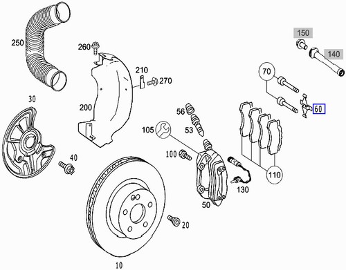 Mercedes Brake Caliper Pad Anti-Rattle Spring Clip A0004219691 New ...