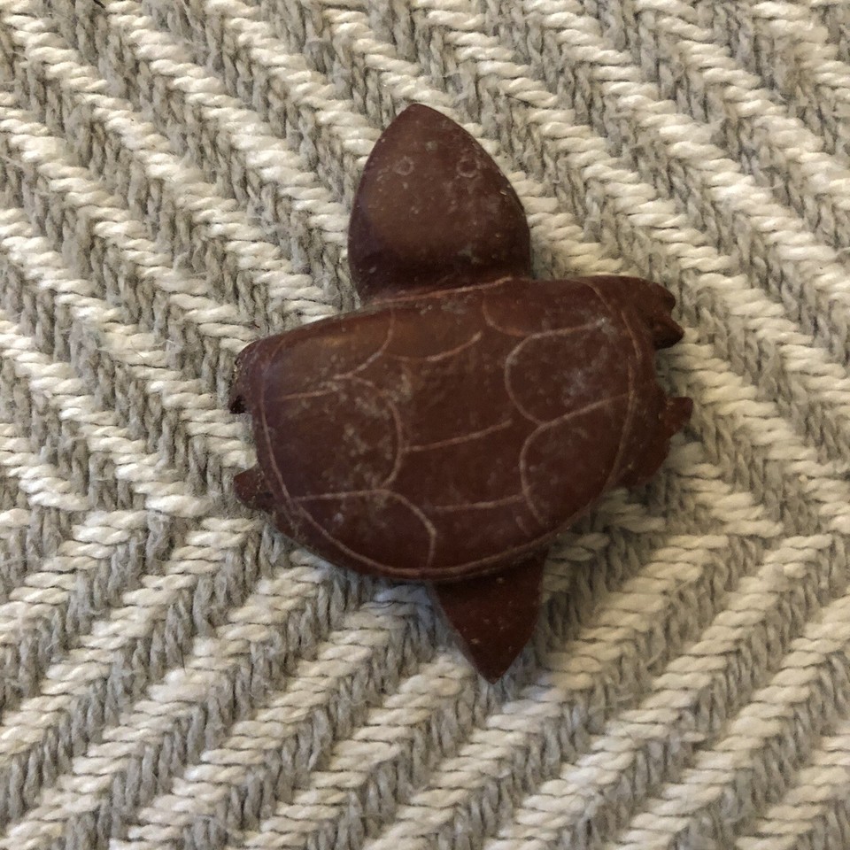 Vintage Carved Stone or Clay Turtle Magnet Dark Red/Brown EUC Locker ...