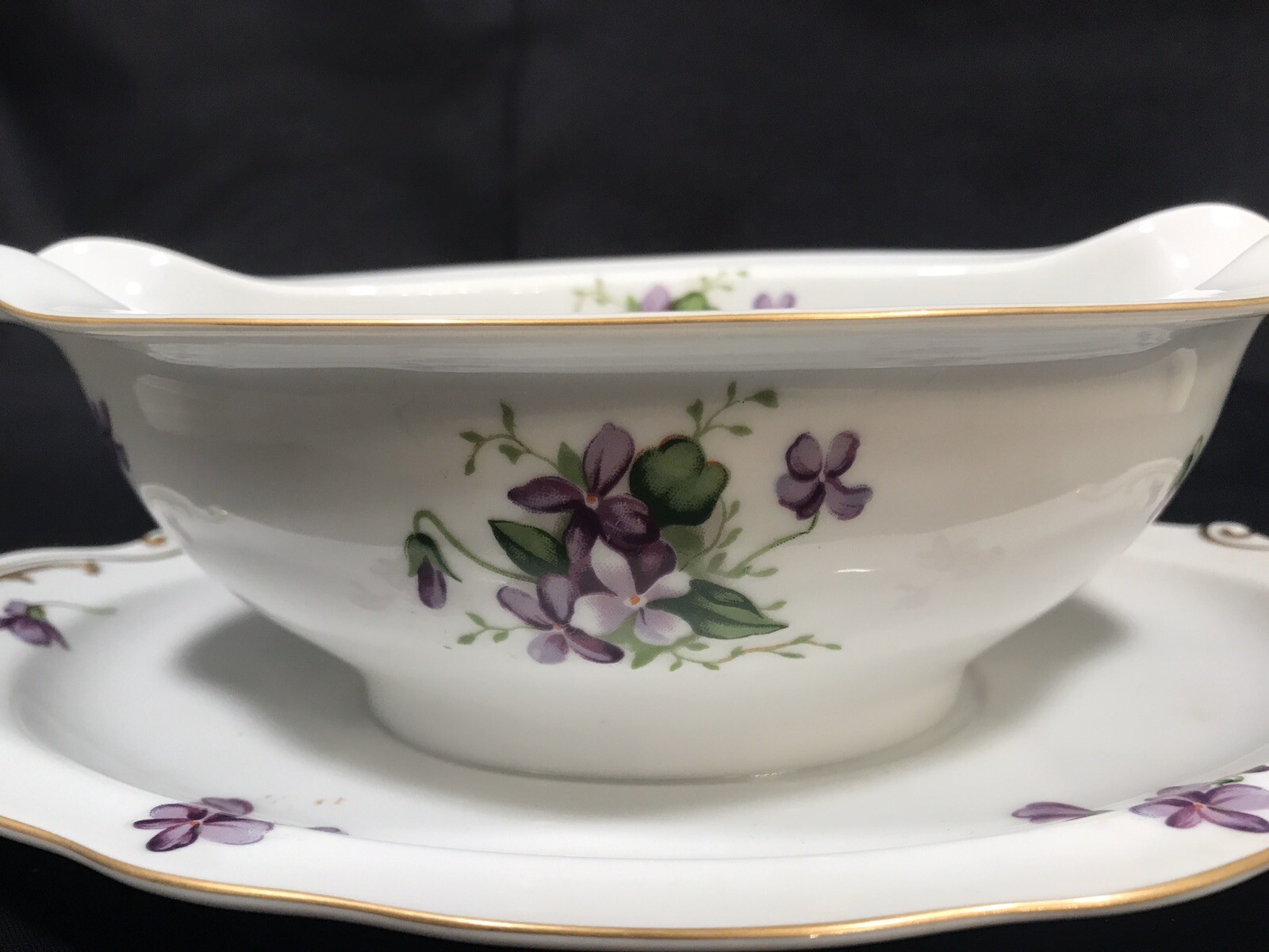 Rossetti Spring Violets Japan Gravy with attached Underplate c.1950 | eBay
