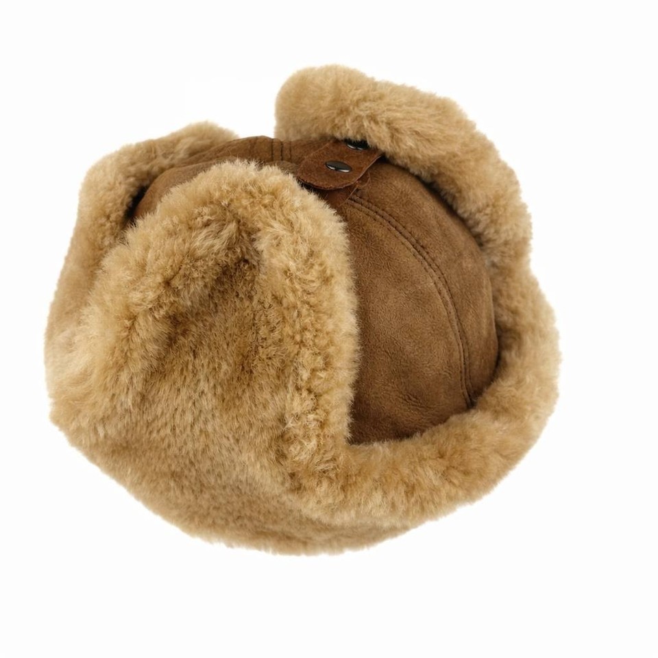 Genuine Shearling Sheepskin Trapper Hat Ushanka Aviator Hat | eBay