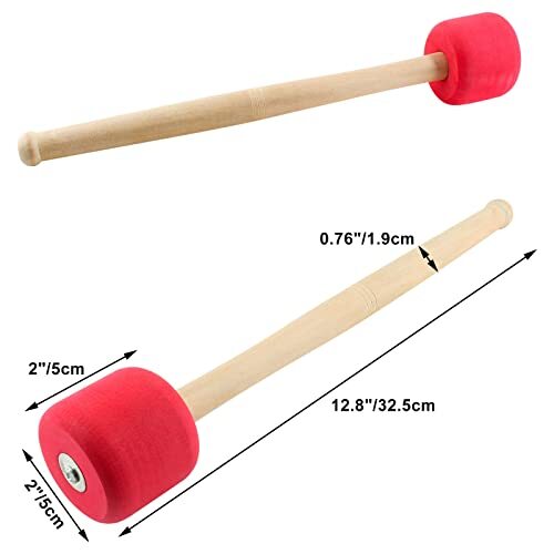 2 Pcs Drum Mallet 12.8 Inches Length, Hard Foam Rubber Drum Stick, Anti ...
