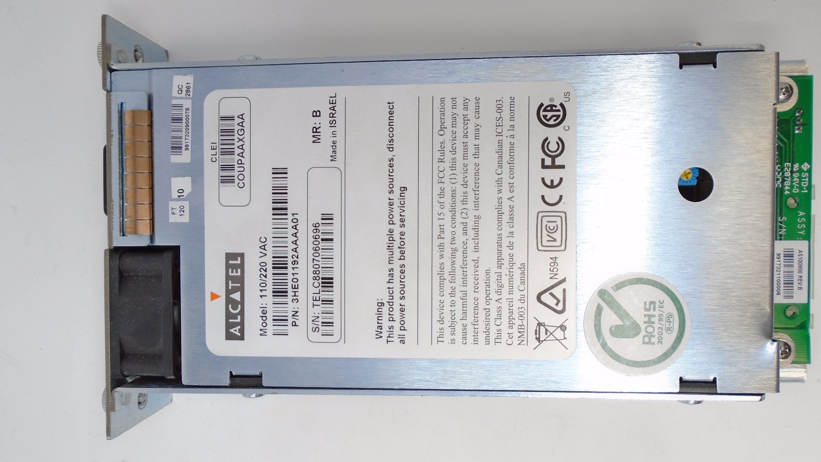 Alcatel 7250 SAS ES Modular Chassis 3HE01189AAAA01 w/ power supply ...