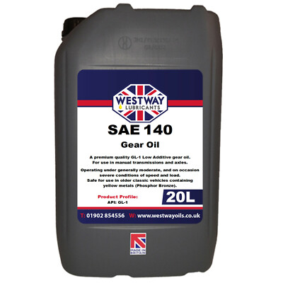 SAE 140 Gear Oil GL-1 Classic Gear Oil - Straight 140 - 20L | eBay UK