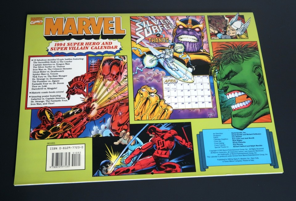 Marvel Comics 1994 Calendar EXCELLENT CONDITION Spider-Man Hulk Iron ...