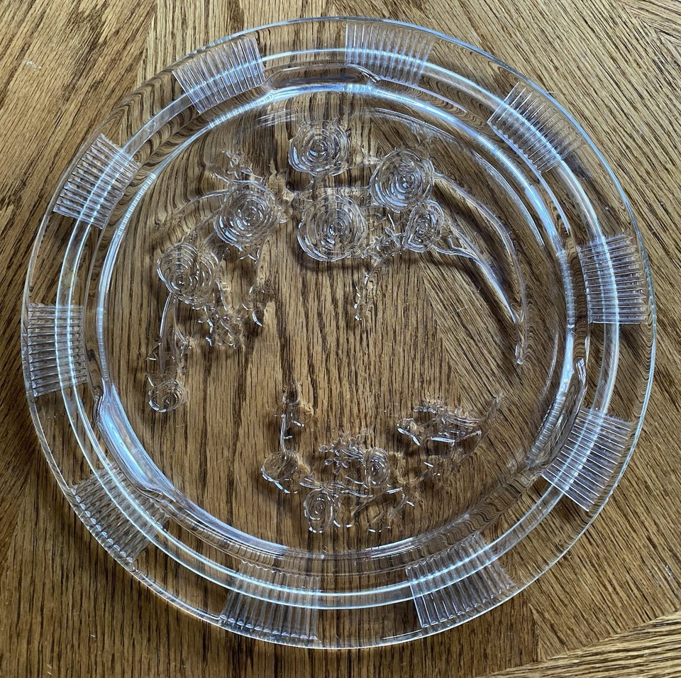 1930s Footed Cake Plate Stand Federal Glass Sharon Cabbage Rose Clear ...