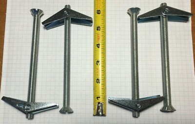 3/8" X 6" Zinc Pltd Flat Head Toggle Bolts with Spring Wings, QTY-4 | eBay