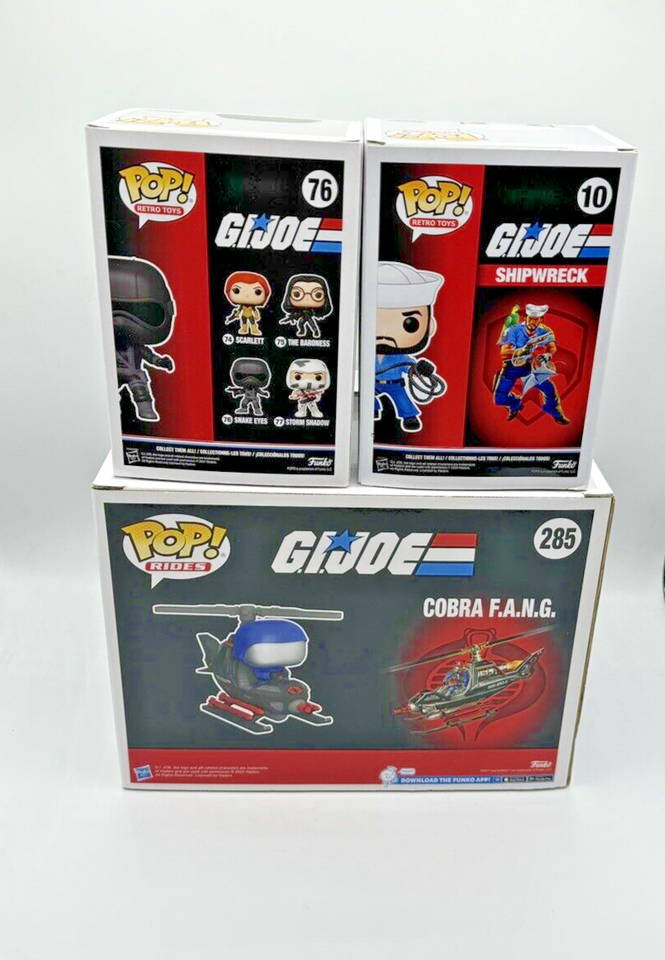 Funko Pop! GI Joe LOT Ship Wreck 10, Snake Eyes 76 & Gamestop Cobra F.A ...