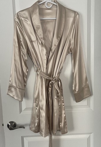 New Women's BLISSY Champagne Classic Mulberry 100% Silk Robe One Size ...