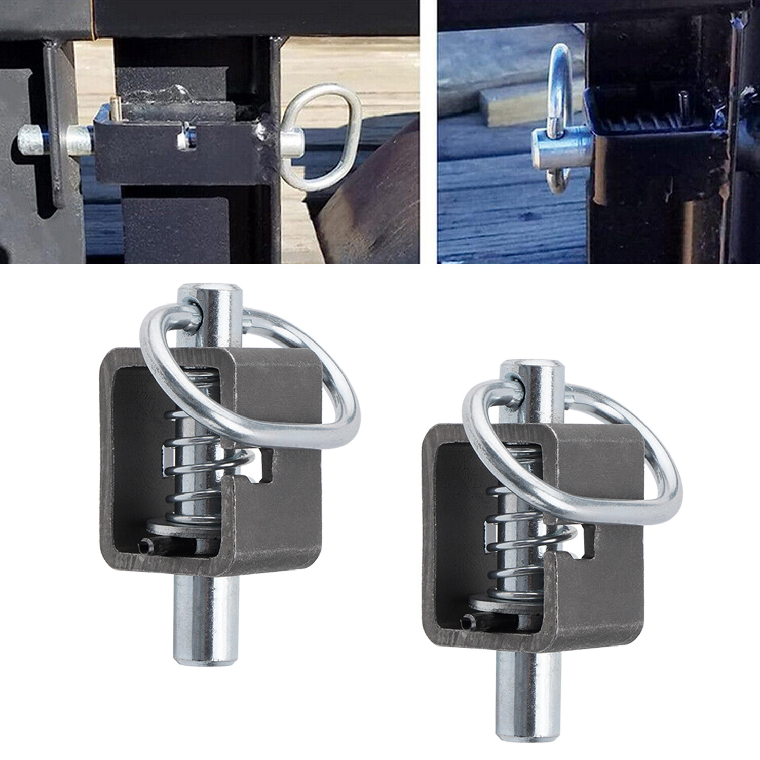 2x Utility Steel Spring Trailer Gate Loaded Weld-On Spring Latch Lock ...