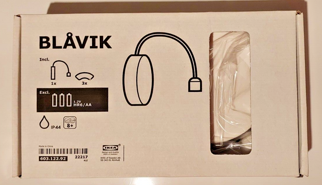 IKEA Blavik IKEA LED Wall Lamp Battery Operated 603.122.92 White New In ...