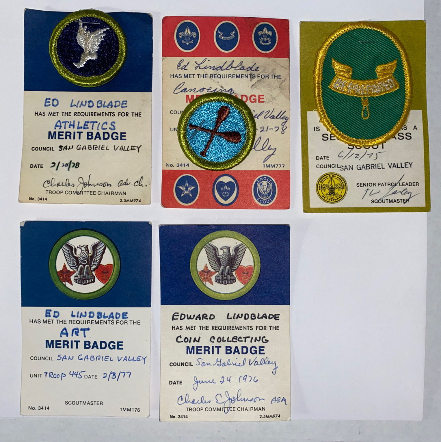 Vintage 1970’s Boy Scouts Of America BSA Merit Badges Rank Card | eBay