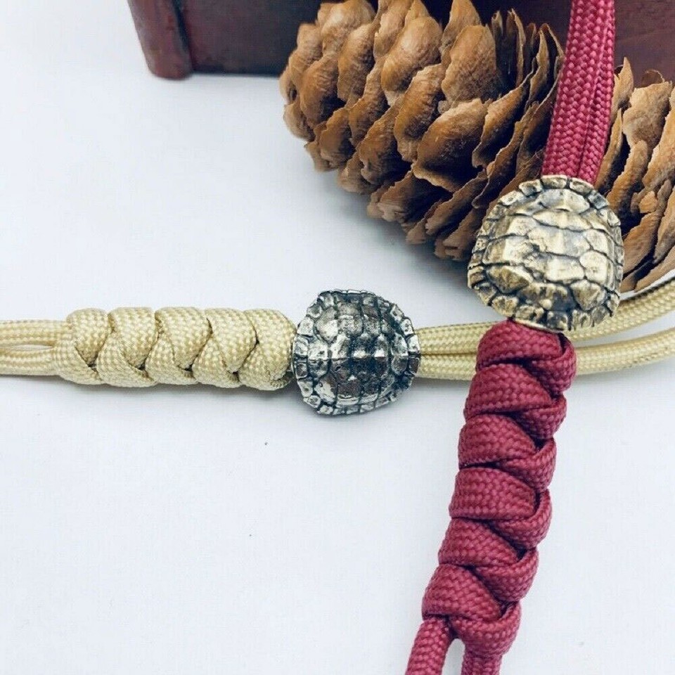 Tortoise Bead Turtle Shell Brass EDC Knife Pendant Paracord Lanyard DIY ...