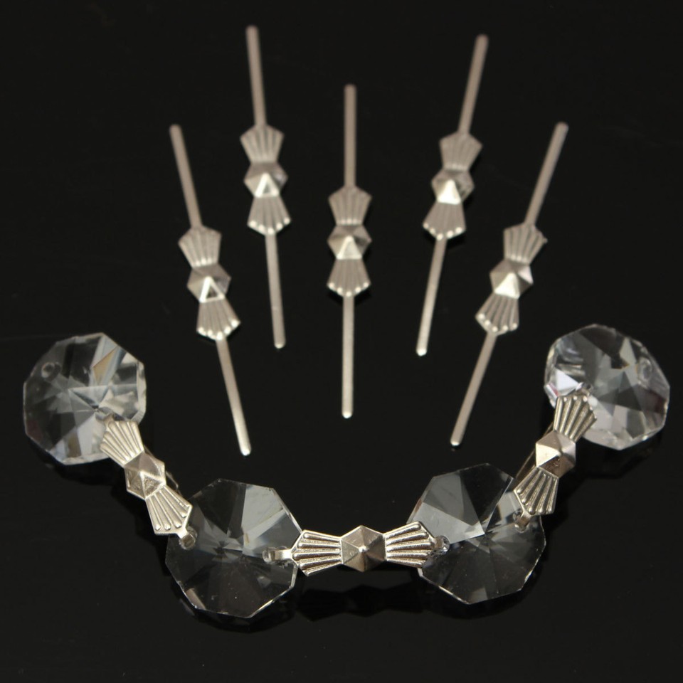 300pcs 33mm Silver/Gold Pins Connectors Prism Beads for Crystal ...